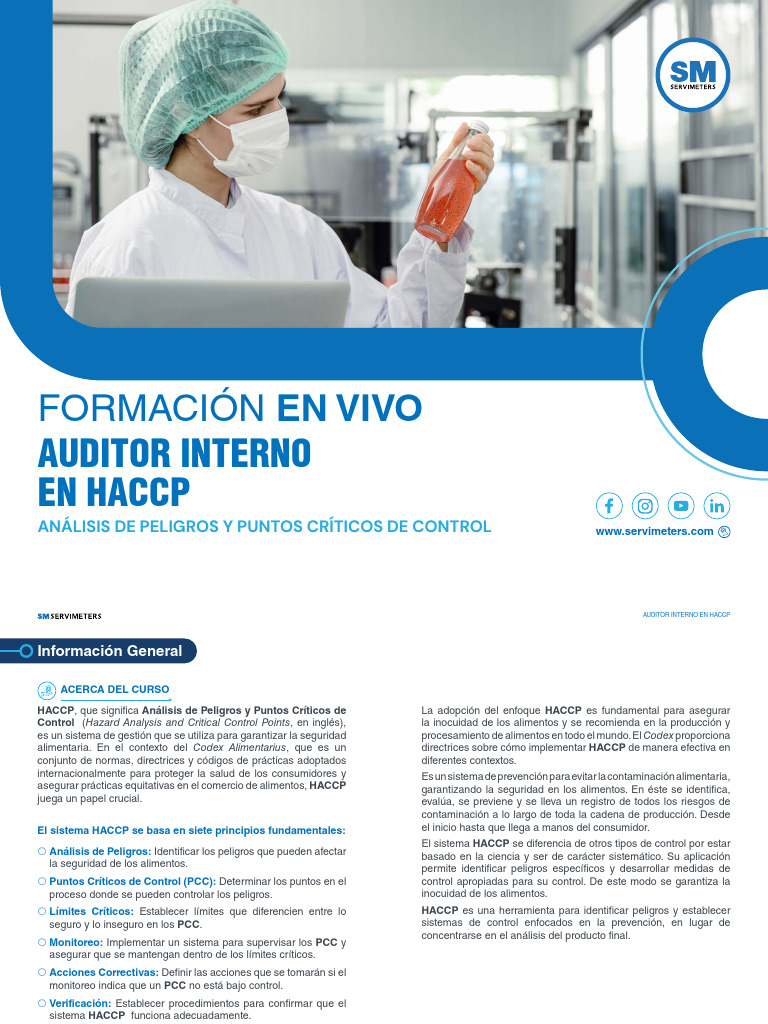 SM Auditor Interno en HACCP - Brochure | PDF | Análisis de Riesgo y ...