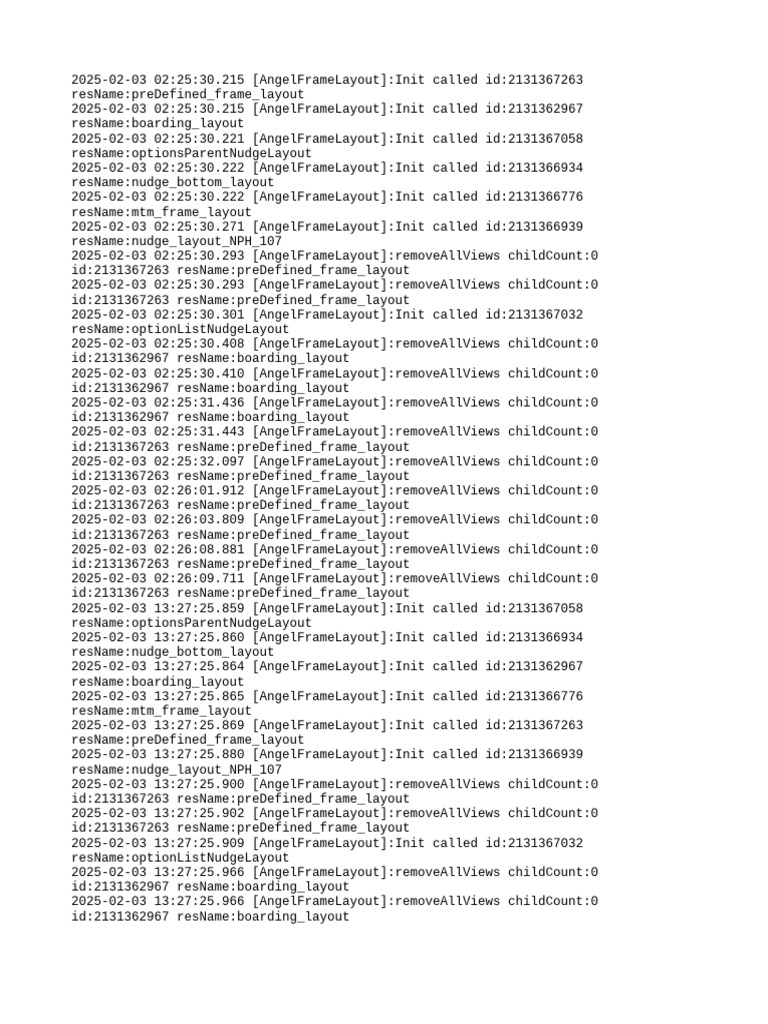 AngelFrameLayout Initialization Logs | PDF