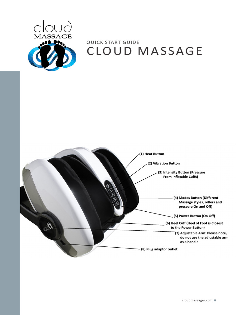 Cloud Massage Quick Start Guide | PDF | Foot | Chair