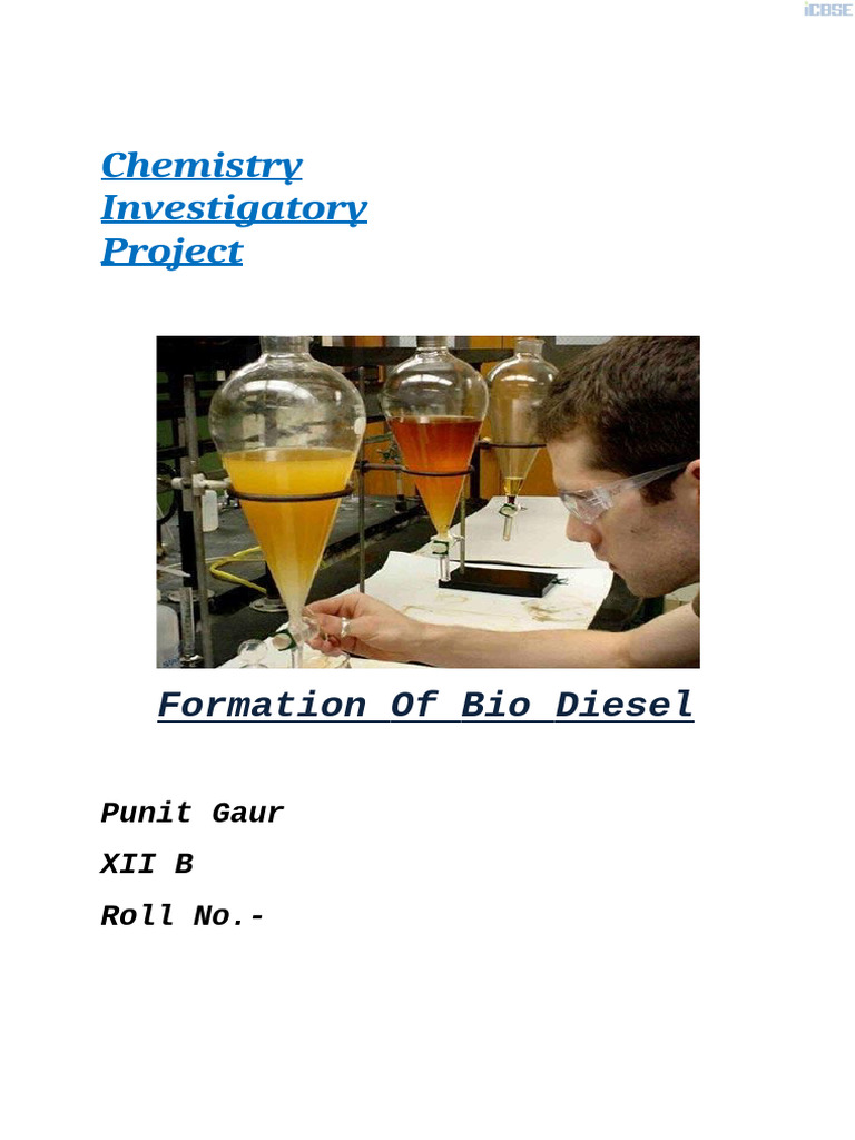 Biodiesel Formation Chemistry Project | PDF | Biodiesel | Diesel Fuel