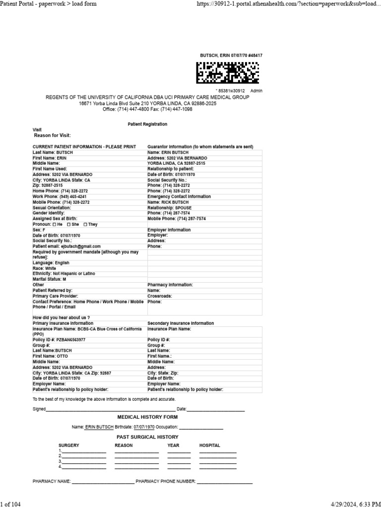 Patient Portal - Paperwork - Load Form English | PDF | Medicare (United ...
