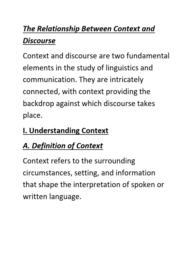 3d. Relationship Between Context and Discourse | PDF | Discourse | Communication