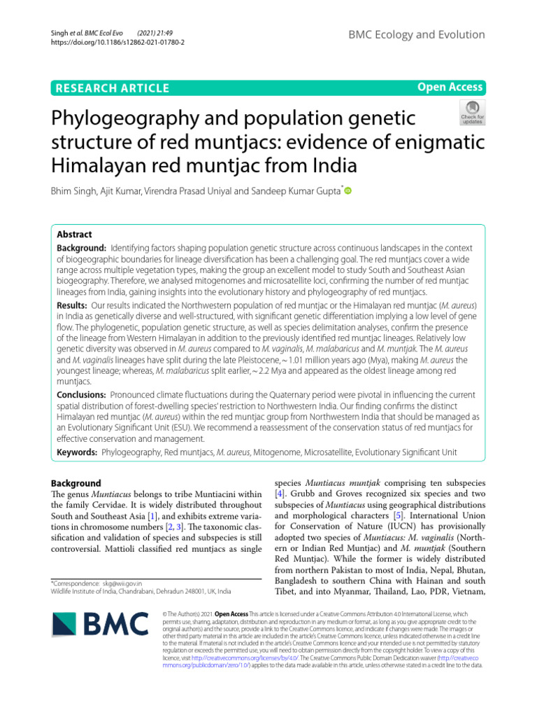 Bhim et al 2021, BMC Ecology & Evolution | PDF | Polymerase Chain Reaction | Zygosity