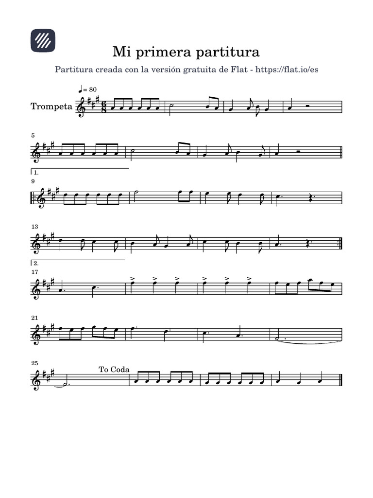 Partitura de Trompeta en Flat | PDF