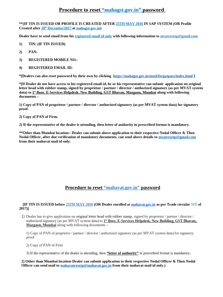 Password Reset Procedure | PDF