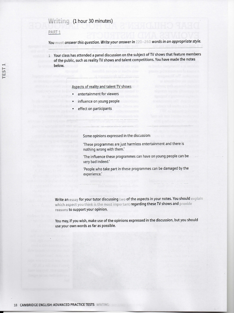 Writing Test 1 | PDF