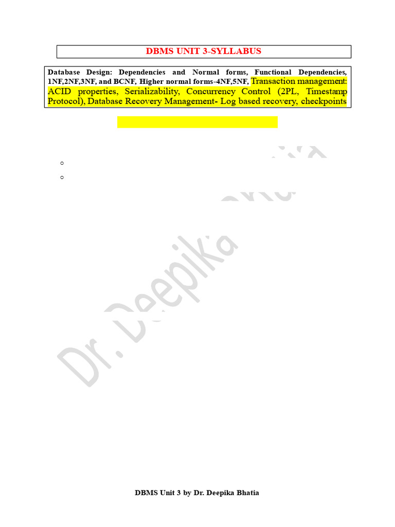 Unit 3 - Part 2 - Transaction Management | PDF | Database Transaction | Acid