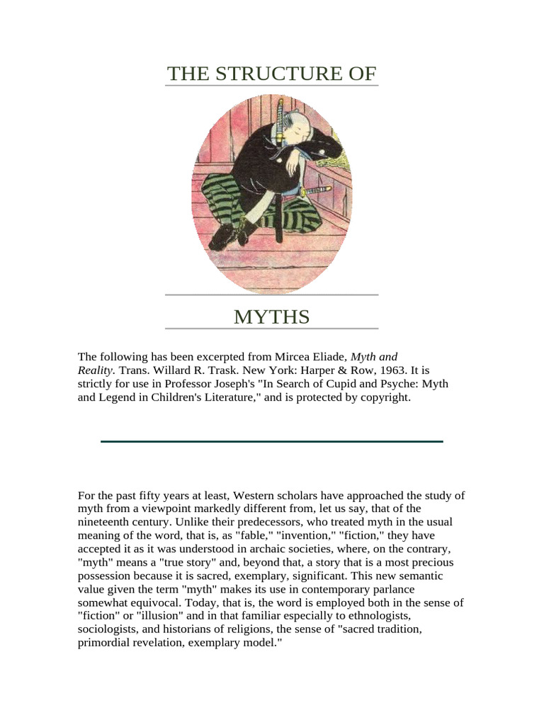Mircea Eliade, The Structure of Myths | PDF