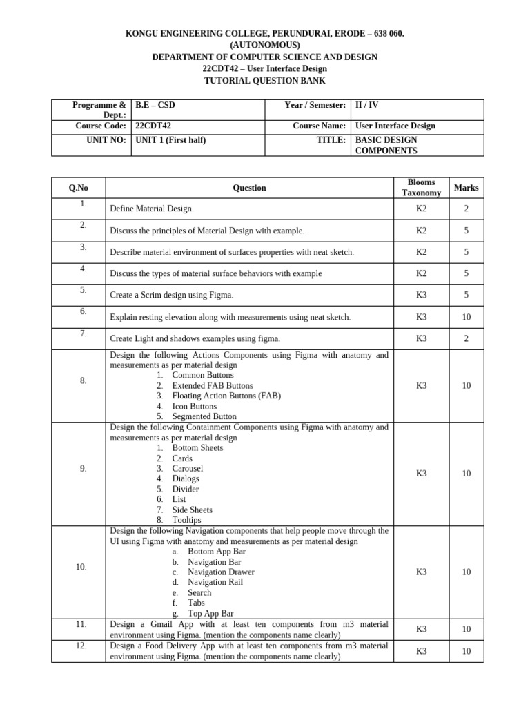 UID _ Unit 1 _ Tutorial _ QP Bank | PDF | Human–Computer Interaction | Graphical User Interfaces
