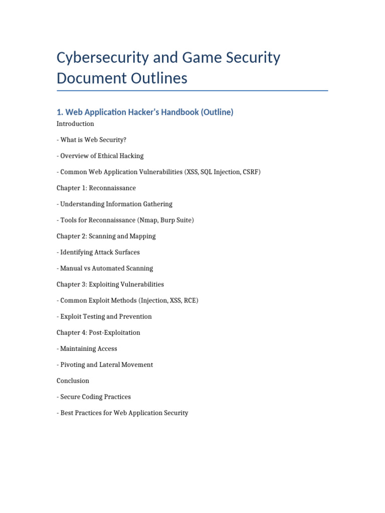 Cybersecurity and Game Security Outlines | PDF | Security | Computer ...