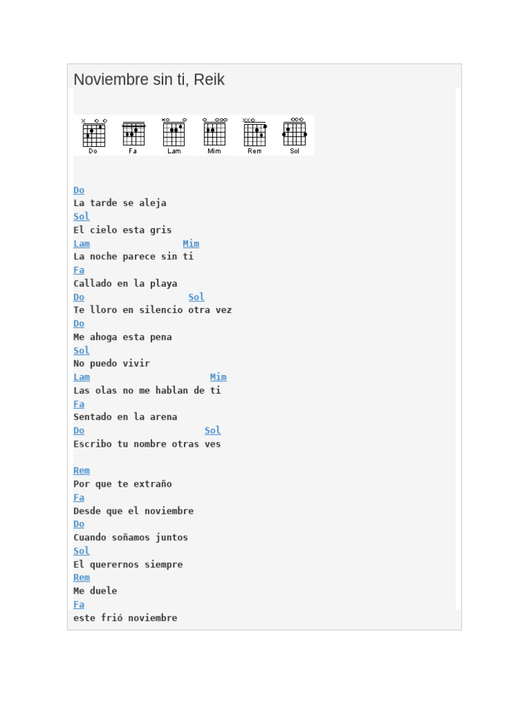 Noviembre Sin Ti: Letra y Sentimientos | PDF