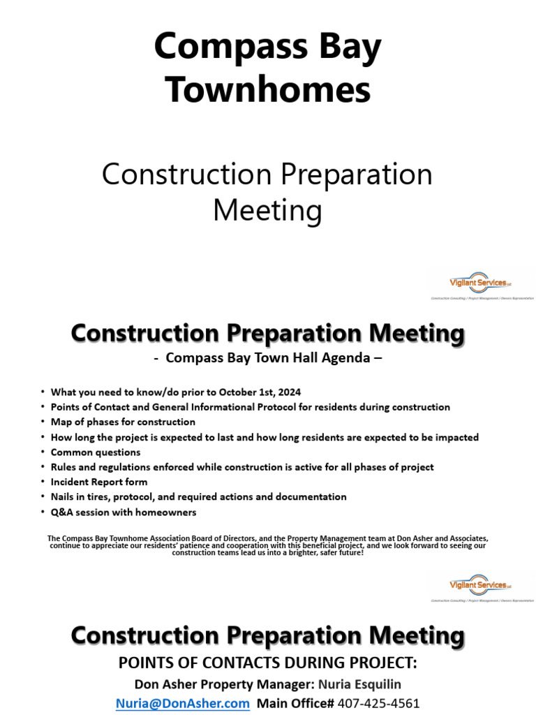 Construction Preparation Meeting Compass Bay | PDF | Door | Garage ...