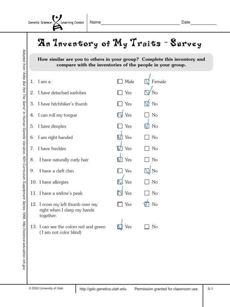 my+traits | PDF | Biology