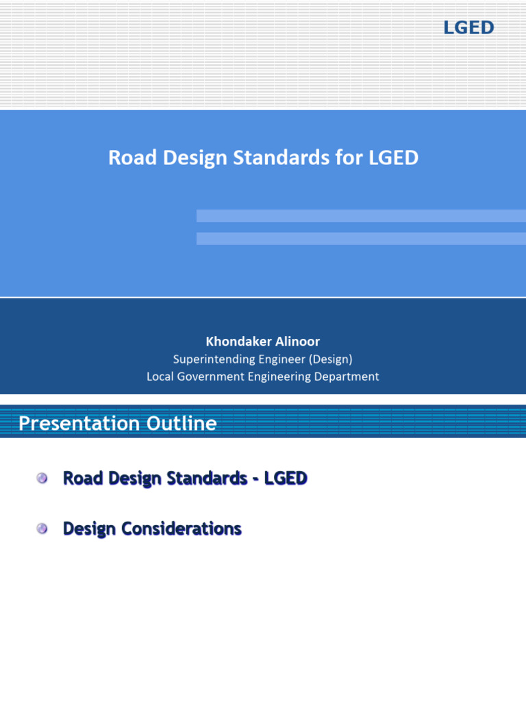 Road Design Standards For LGED | PDF | Road | Road Infrastructure