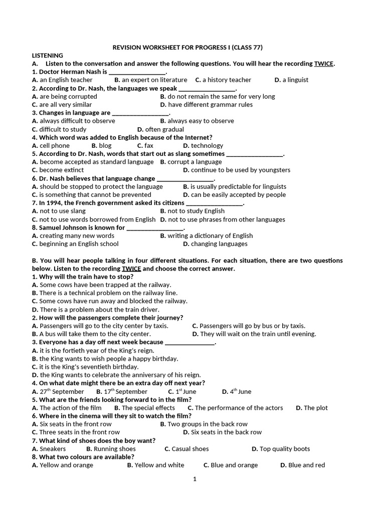 Revision Handout 1 | PDF | Hansel And Gretel | English Language