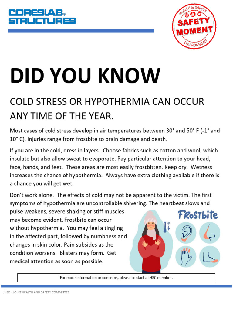 2022-01 - Safety Moment - Cold Stress | PDF