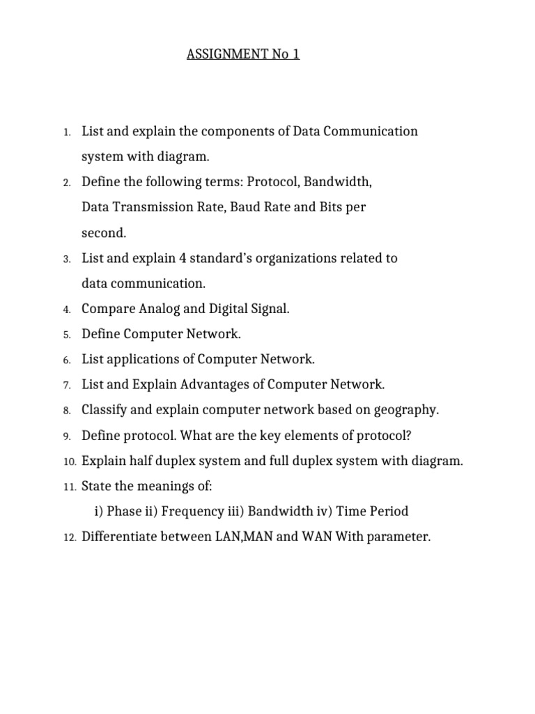 Assignment 1 DCC | PDF