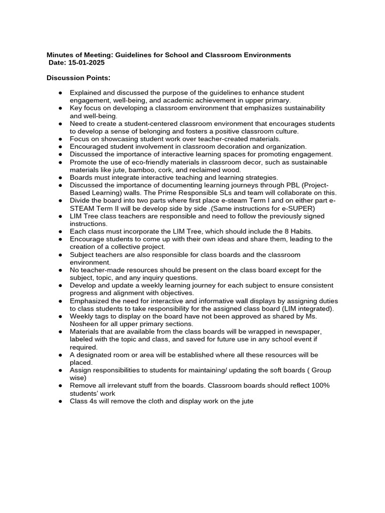 Minutes of Meeting_ Guidelines for School and Classroom Environments ...