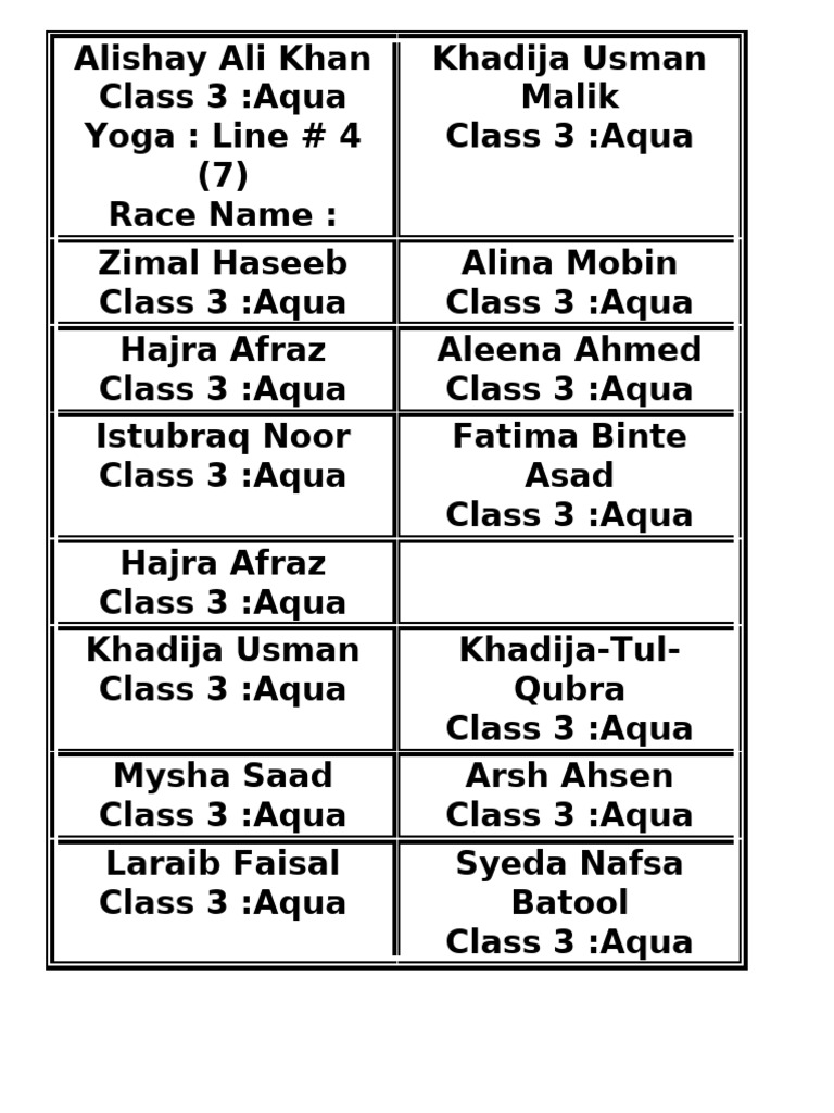 Class Tags For Sports Day 24-26 Aqua | PDF