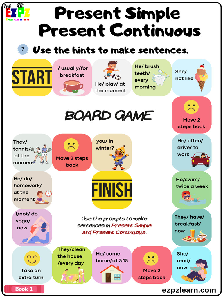 Present Simple and Continuous Board Game - Removed | PDF