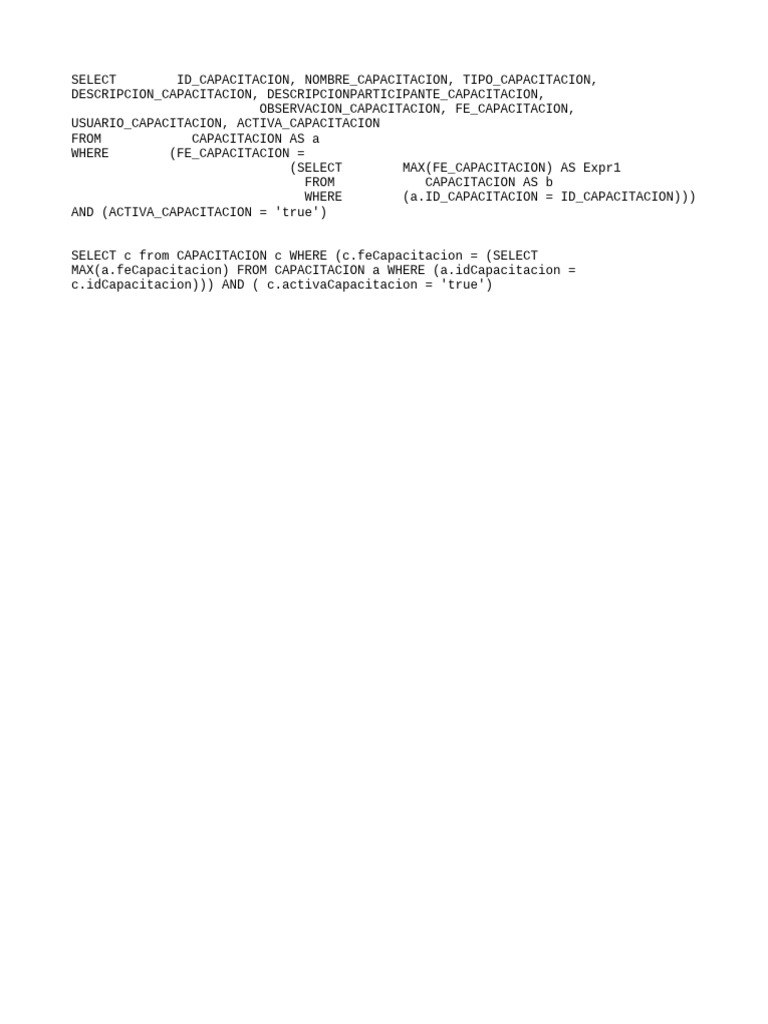 Query Max Fecha | PDF