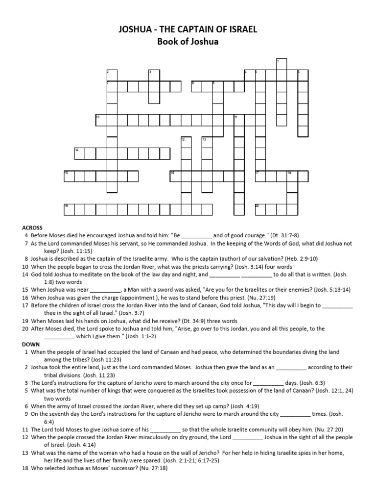 Bible Crosswords - Joshua | PDF | Joshua | Old Testament Books