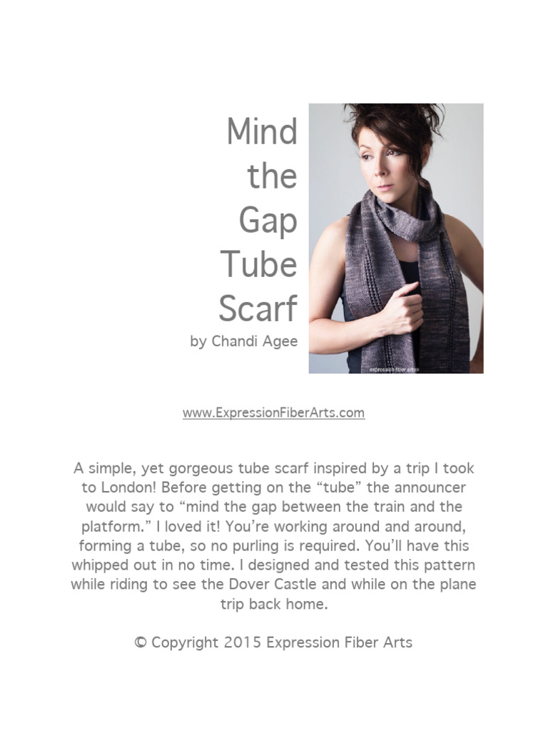 Mind The Gap Tube Scarf Pattern | PDF | Knitting | Needlework