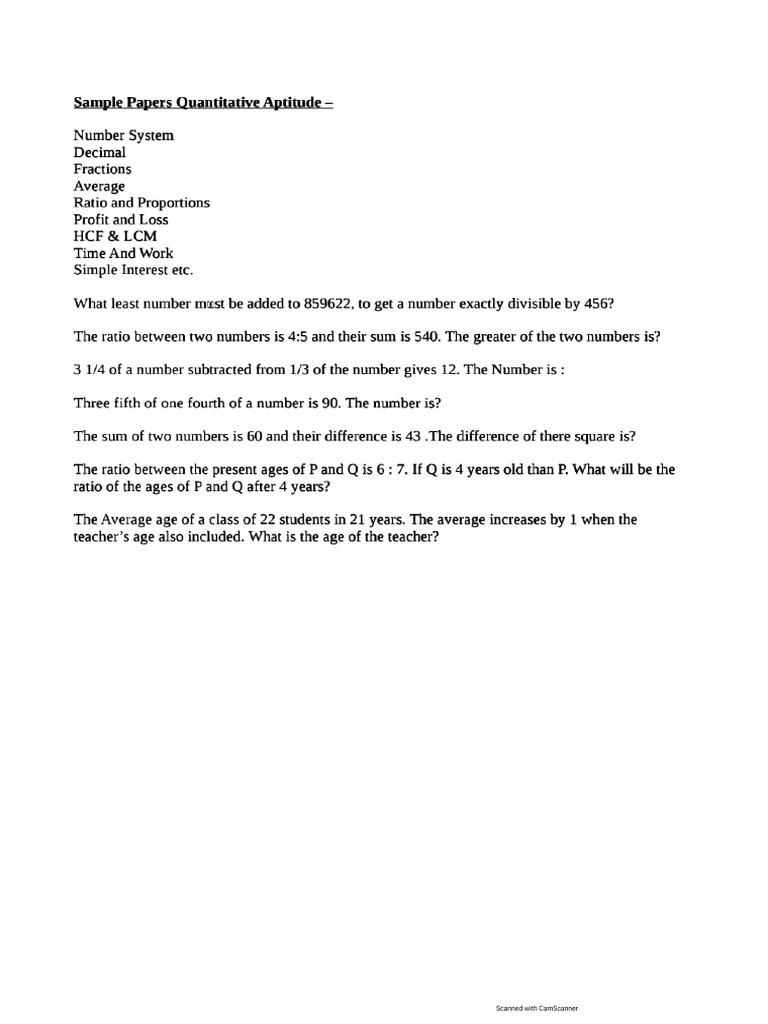 IPPB Quantitative Aptitude Sample Papr | PDF