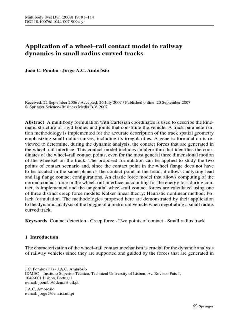 Application of A Wheel-Rail Contact Model To Railway Dynamics in Small ...