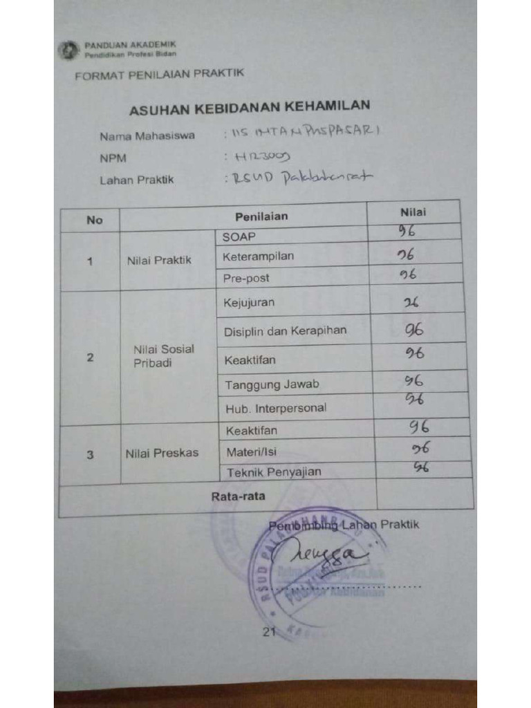 Format Penilaian Praktik Anb | PDF