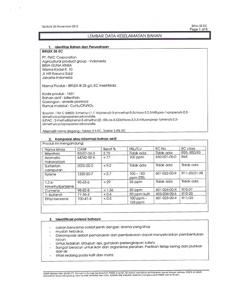 MSDS Biflex - Bahasa | PDF