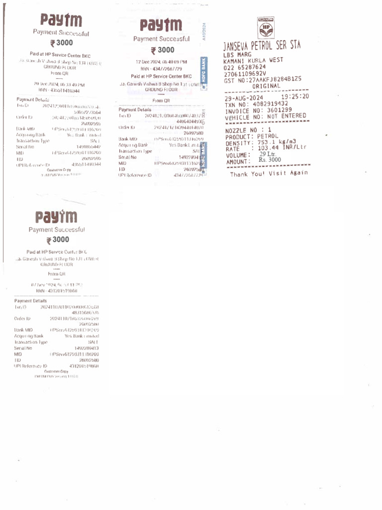 Petrol Bills - Final | PDF