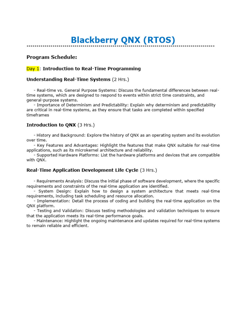 Blackberry QNX (RTOS) : Program Schedule | PDF | Debugging | Program Optimization