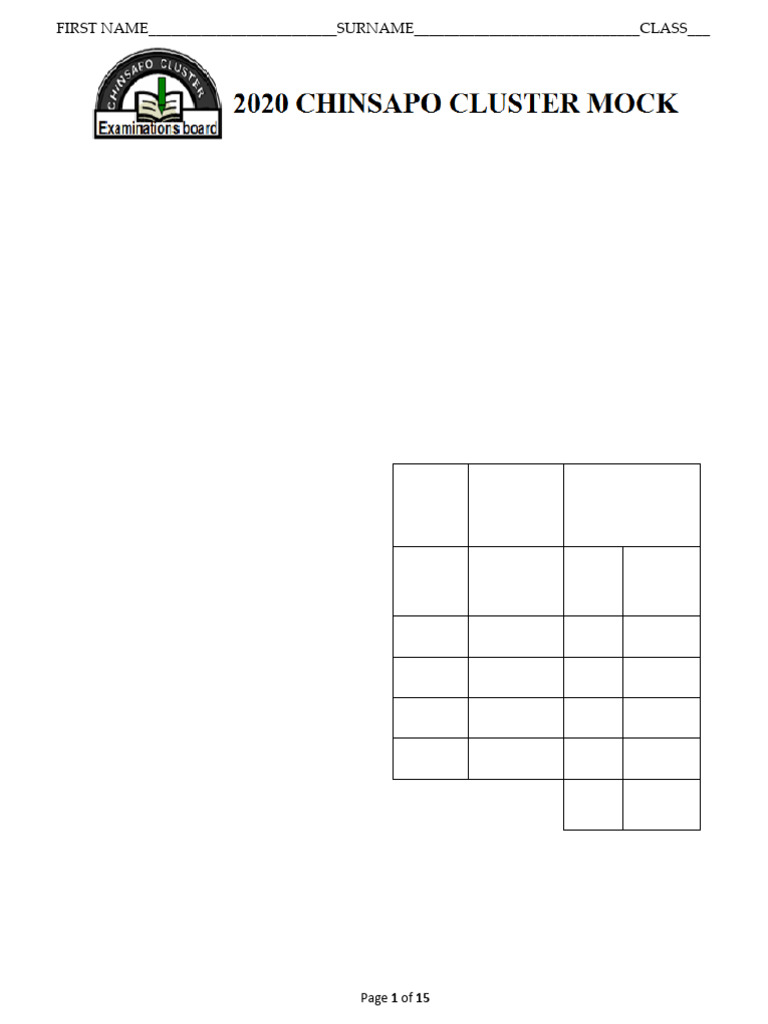 2020 Msce Geography Paper I | PDF | Cloud | Rain