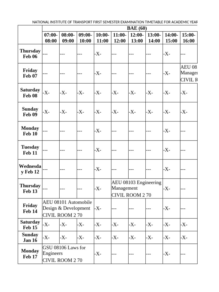 First Semester Timetable Academic Year 2024_2025 Final_new | PDF | Academic Term | Educational ...