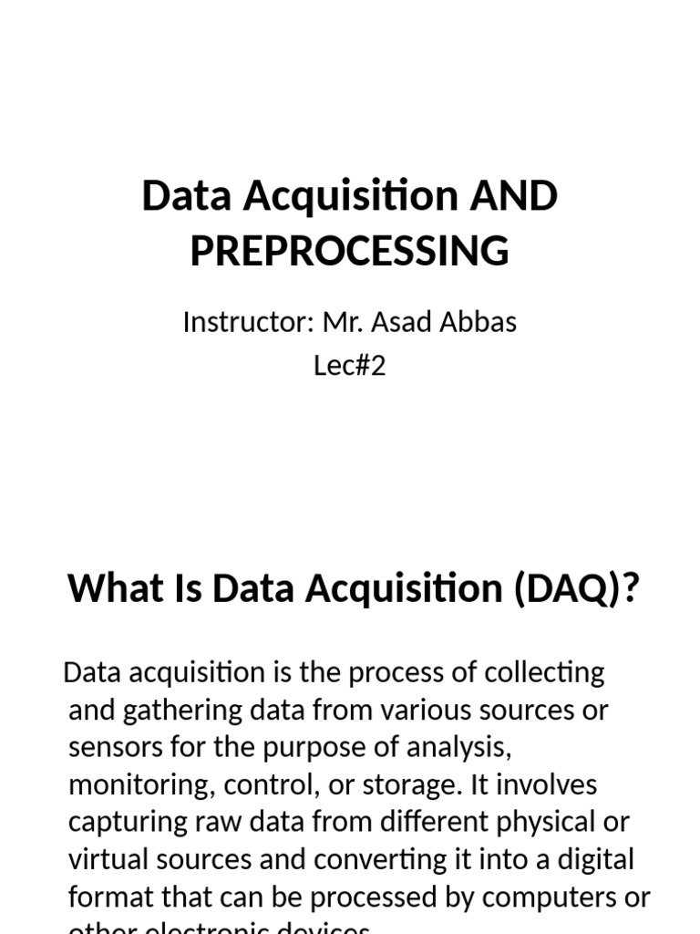 Lec#2 Data Acquisition AND PREPROCESSING | PDF | Internet Of Things | Data