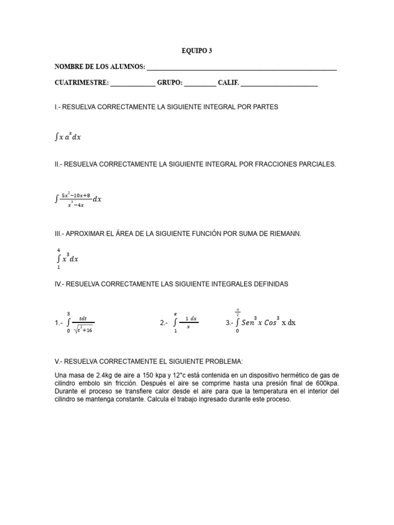 Examen C-Lculo Integral E 3 | PDF