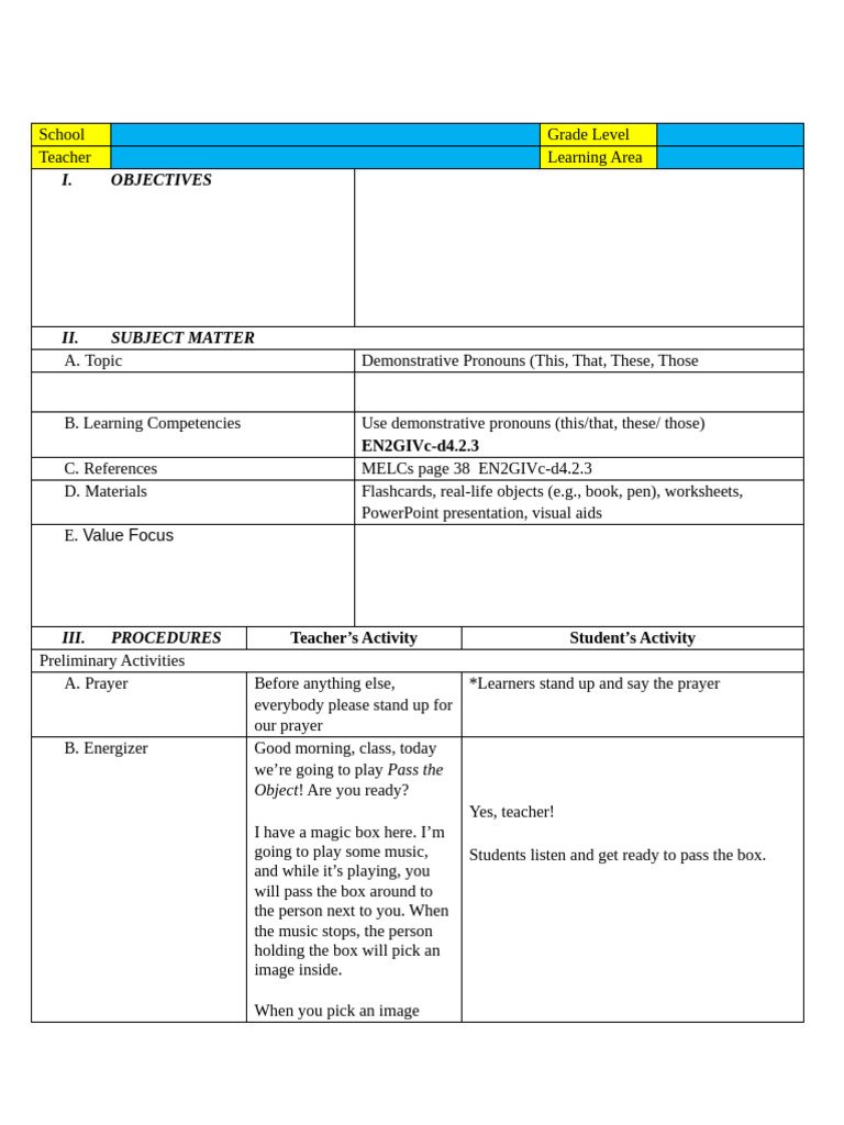 DEMOSTRATIVE-PRONOUNS..... | PDF | Cognition | Learning
