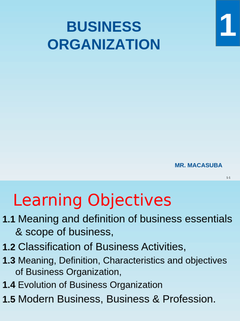 HRM 414 Chp 01 Business Organization ppt | PDF | Business | Profession
