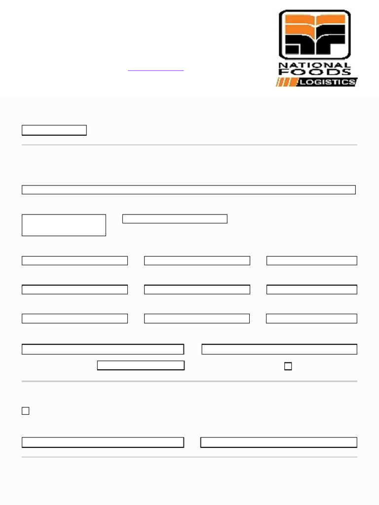 National Foods Logistics Customer Registration Form Template | PDF