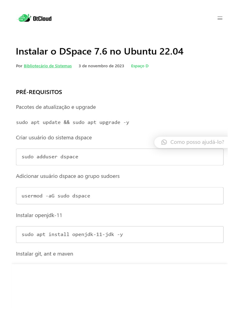 Install DSpace 7.6 On Ubuntu 22.04 - OtCloud Company Limited | PDF ...
