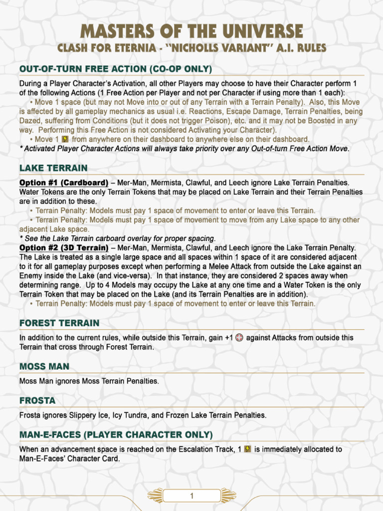 MOTU Nicholls Variant Rules 4.0 | PDF