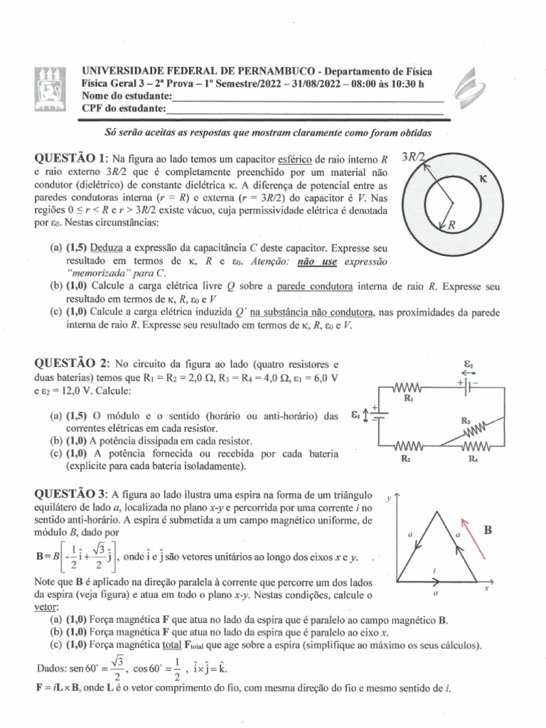 Gab_2a_prova_Fís3_2022_1 | PDF