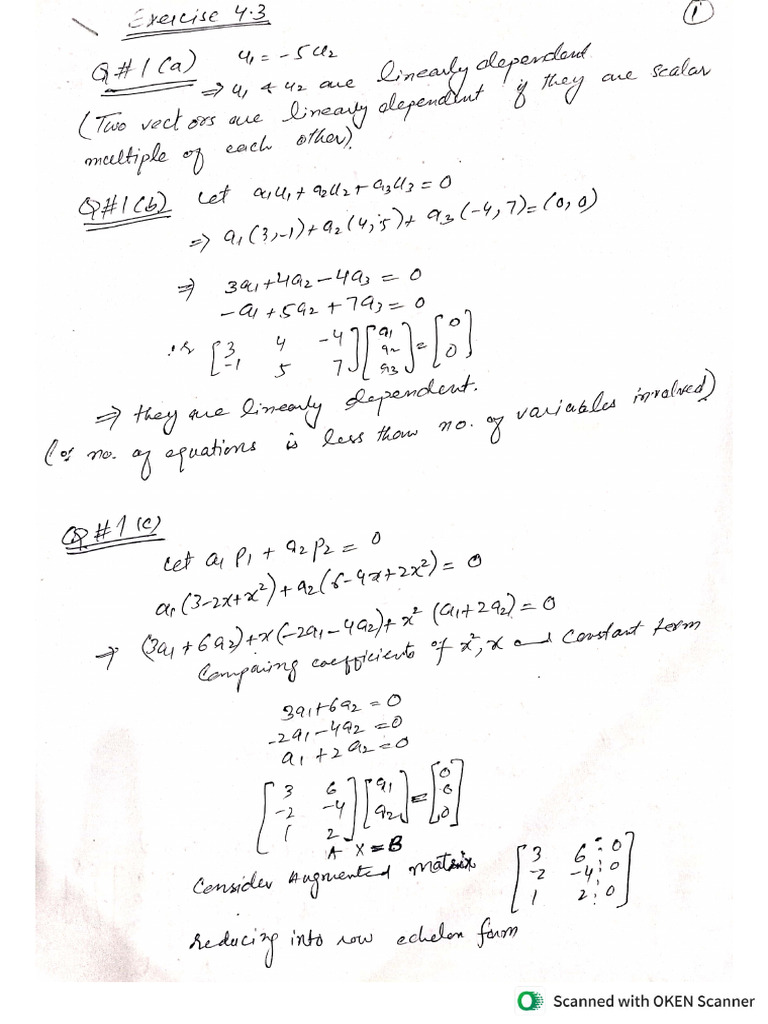 Linear Algebra 4.3 | PDF