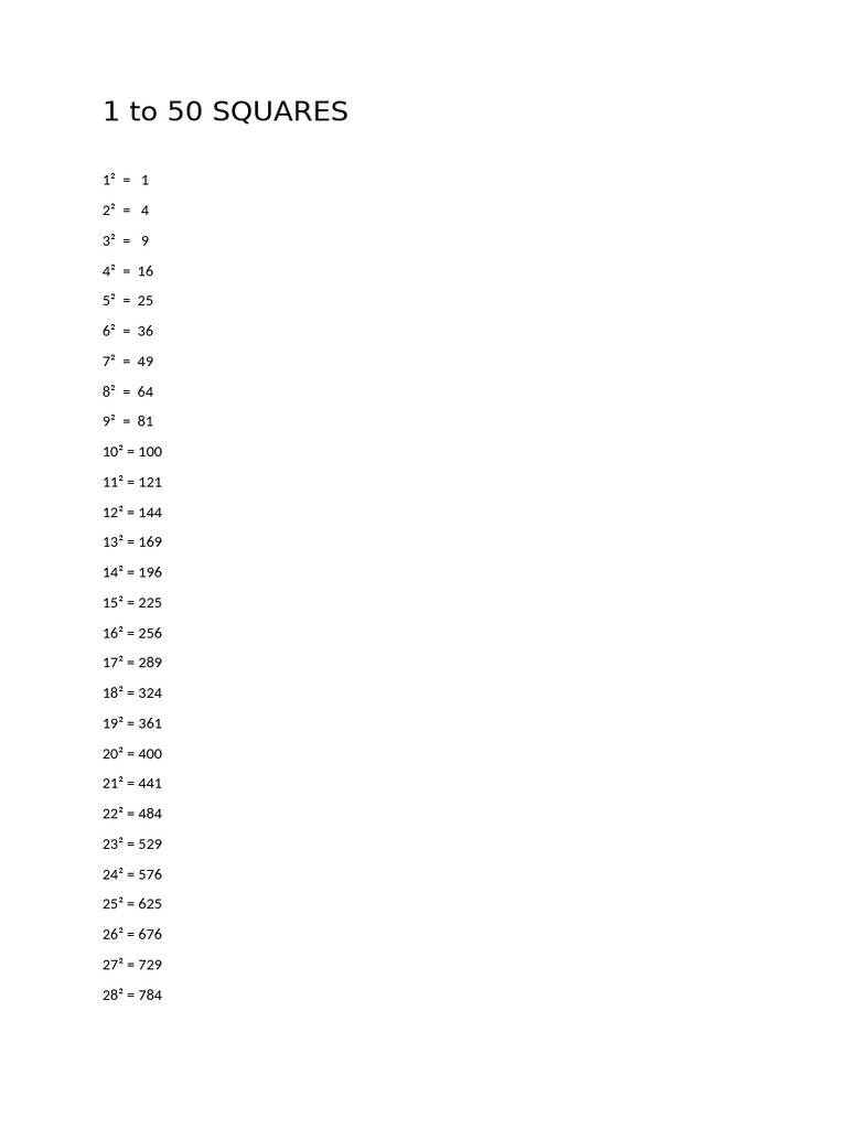 1 To 50 SQUARES | PDF