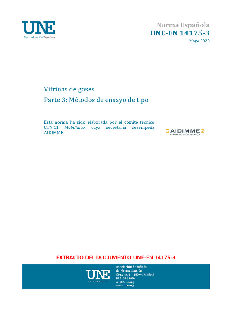 Métodos de ensayo UNE-EN 14175-3 | PDF | Gases | Descarga (hidrología)