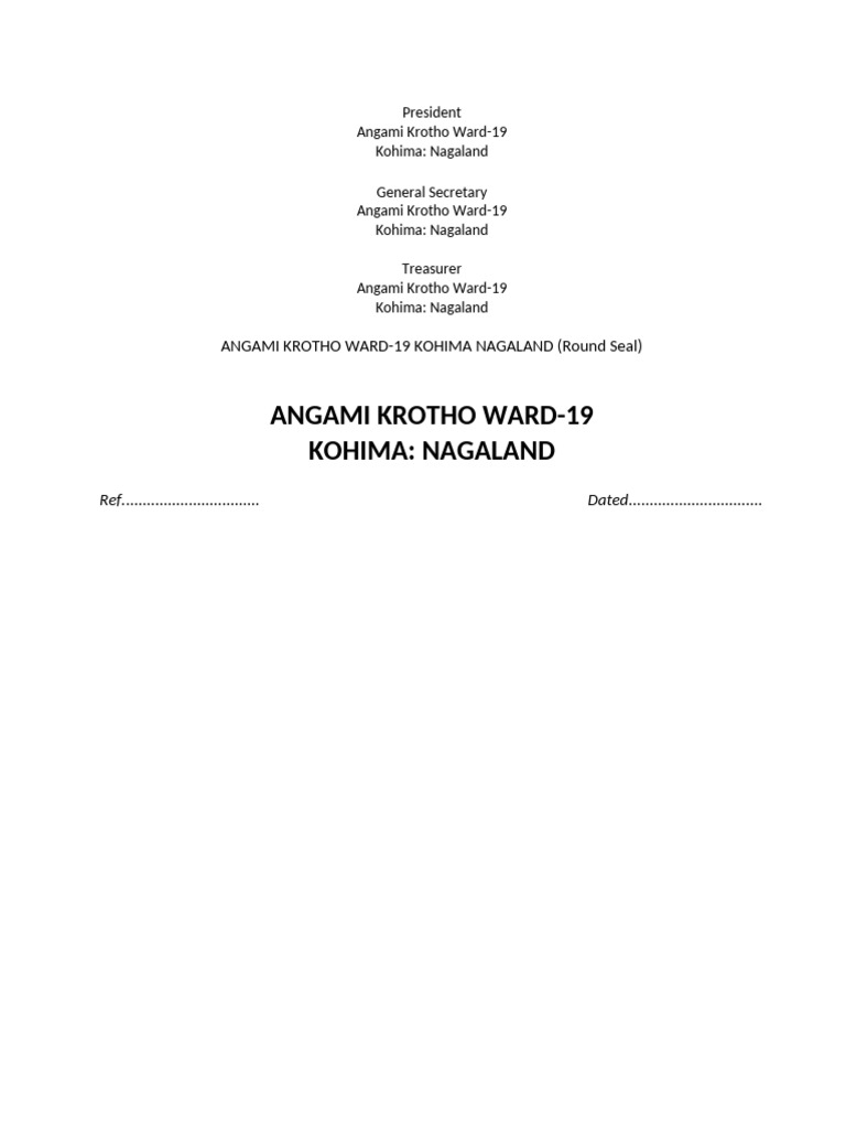 Angami Krotho Ward-19 | PDF