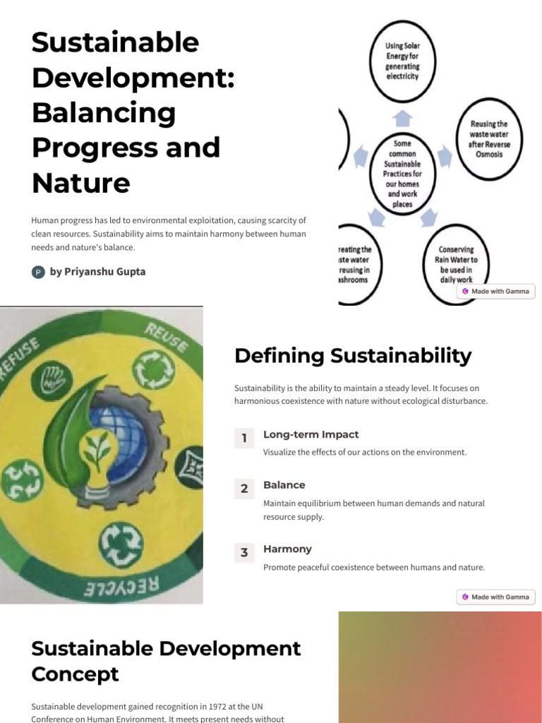Sustainable Development: Balancing Nature and Progress | PDF ...