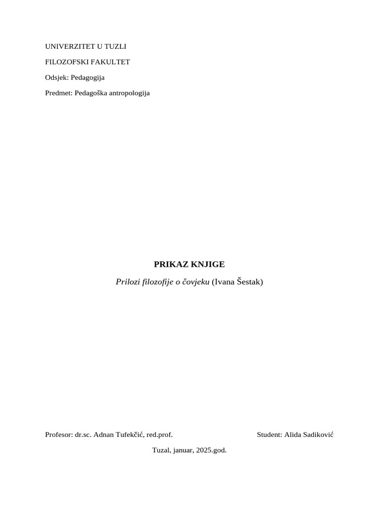 Prilozi Filozofije o Covjeku | PDF
