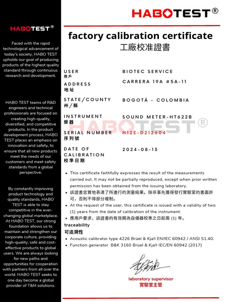 CERT 2024 CAL SONOM | PDF | Decibel
